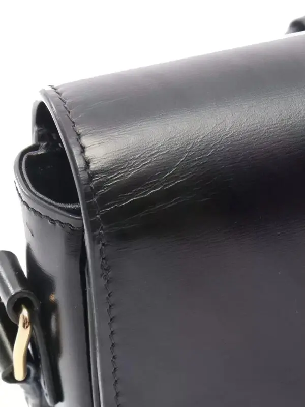 Celine Shiny Calfskin Triomphe Crossbody Bag - Black