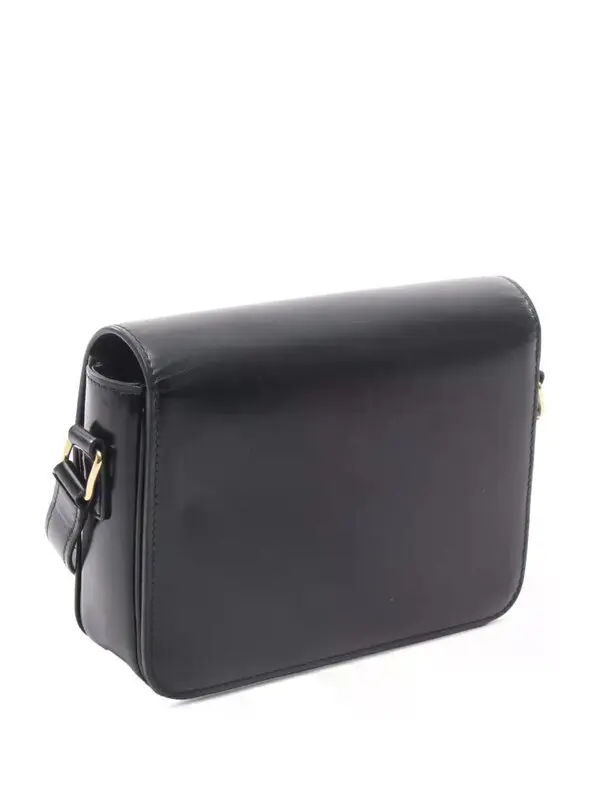Celine Shiny Calfskin Triomphe Crossbody Bag - Black