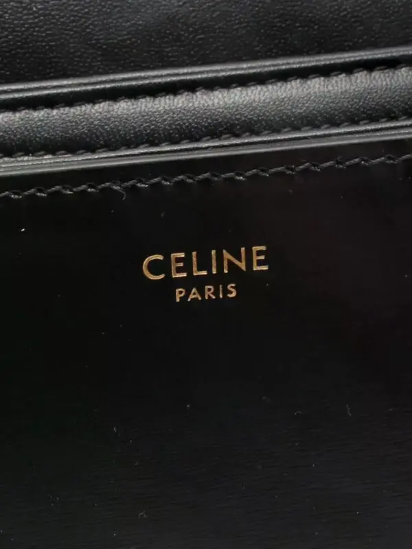 Celine Shiny Calfskin Triomphe Crossbody Bag - Black