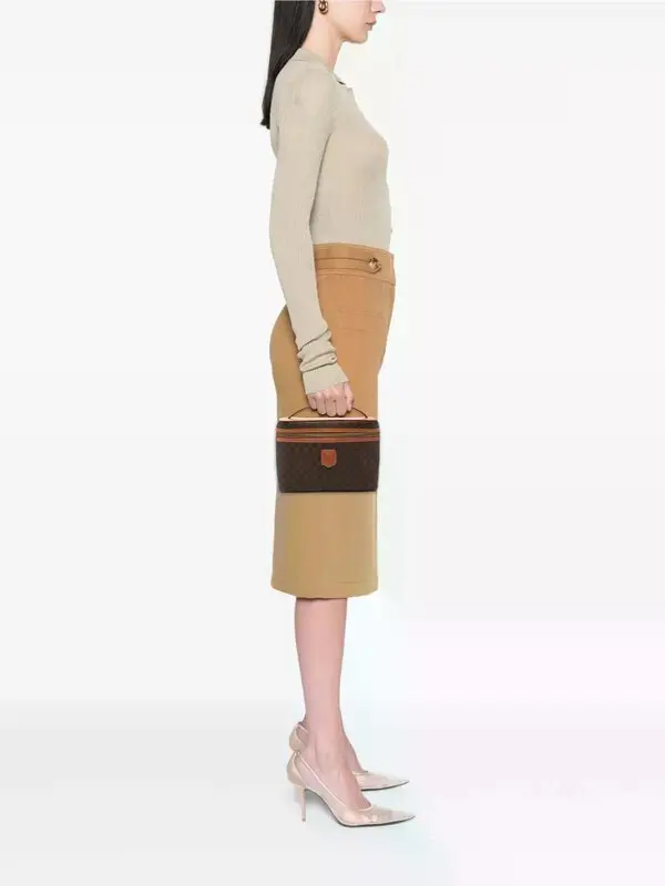 Celine Macadam Coated Canvas Vanity Bag - Brown