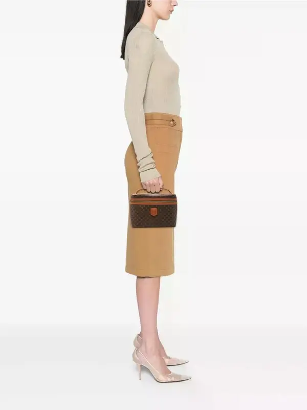 Celine Macadam Coated Canvas Vanity Bag - Brown