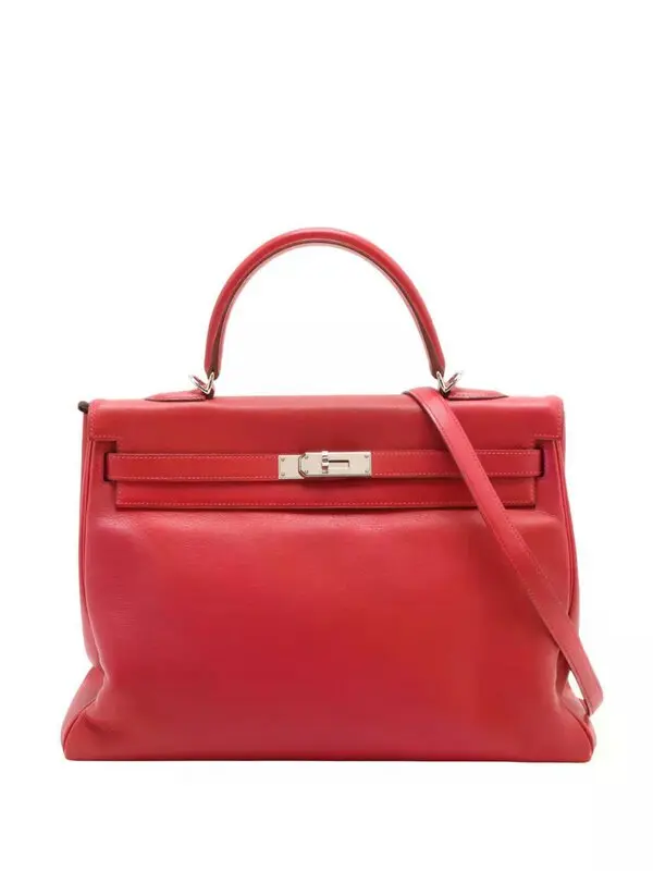 Hermès 2006 Evergrain Kelly Ii Retourne 35 Satchel - Red