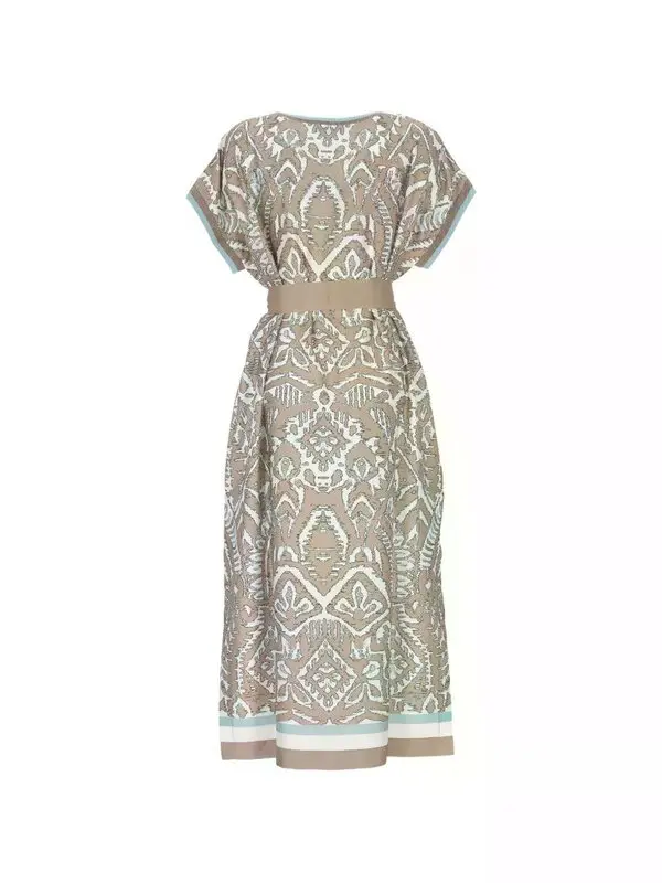 D.exterior Abstract Print Belted Maxi Dress