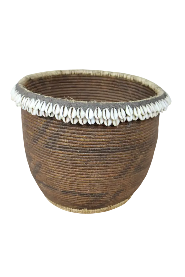 Botanical Boys Neutrals / Vintage Tutsi Basket Rwanda With Cowrie Shells One Zero Six Thirteen