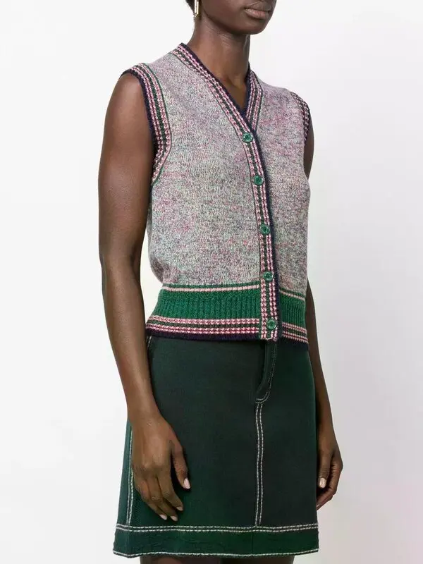 BARRIE Sleeveless Marl Cashmere Cardigan