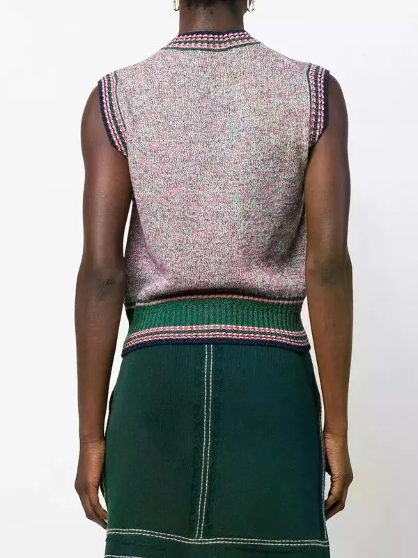 BARRIE Sleeveless Marl Cashmere Cardigan