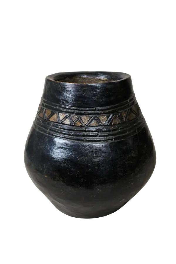 Botanical Boys Hand Carved Lozi Wood Pot Seventeen One - Brown