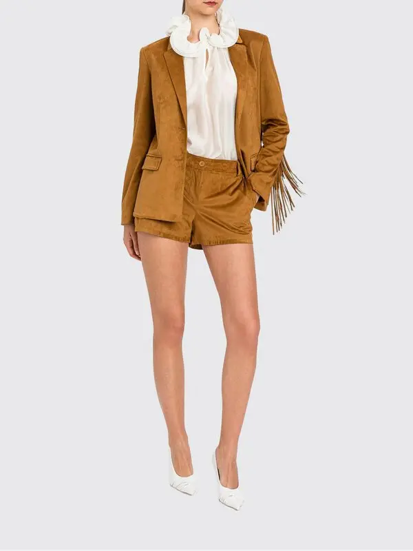 TWINSET Mid-rise Straight-leg Faux Suede Chino Shorts