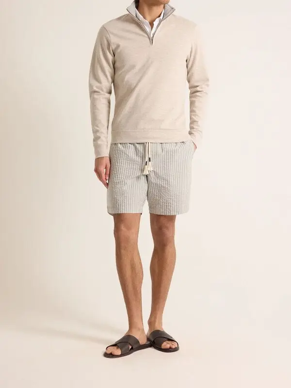 Orlebar Brown Cashmere Blend Half Zip Sweatshirt - Beige