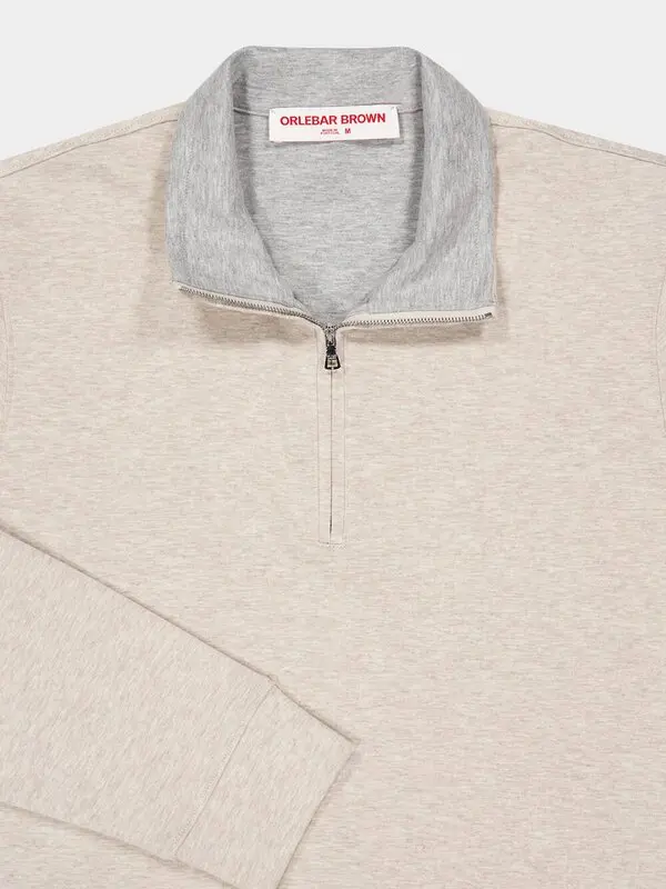Orlebar Brown Cashmere Blend Half Zip Sweatshirt - Beige