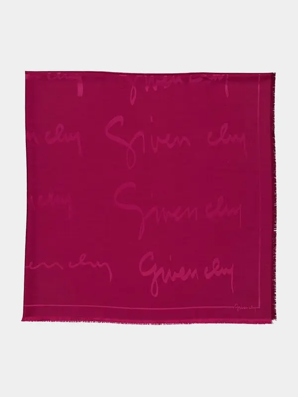 Givenchy Red Cherry Signature Silk Wool Shawl - Pink