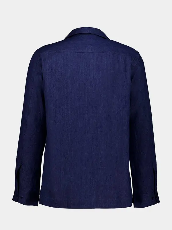 Orlebar Brown Night Iris Vincent Linen Shirt - Blue