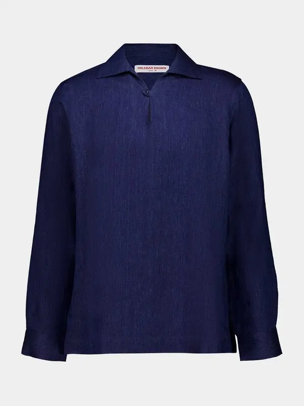 Orlebar Brown Night Iris Vincent Linen Shirt - Blue