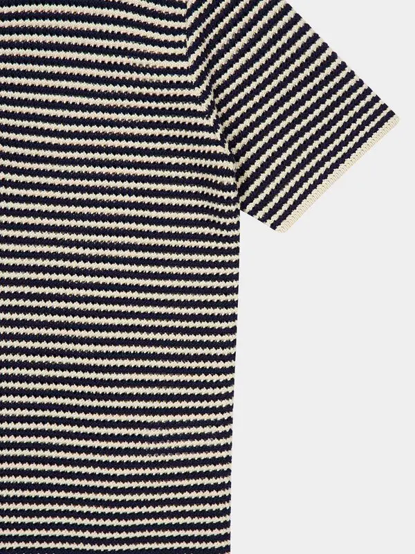 Orlebar Brown Night Iris Lowry Stripe Crochet Polo - Blue