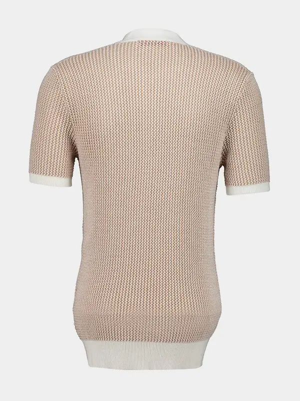 Orlebar Brown Biscuit Horton Chevron Crochet Polo