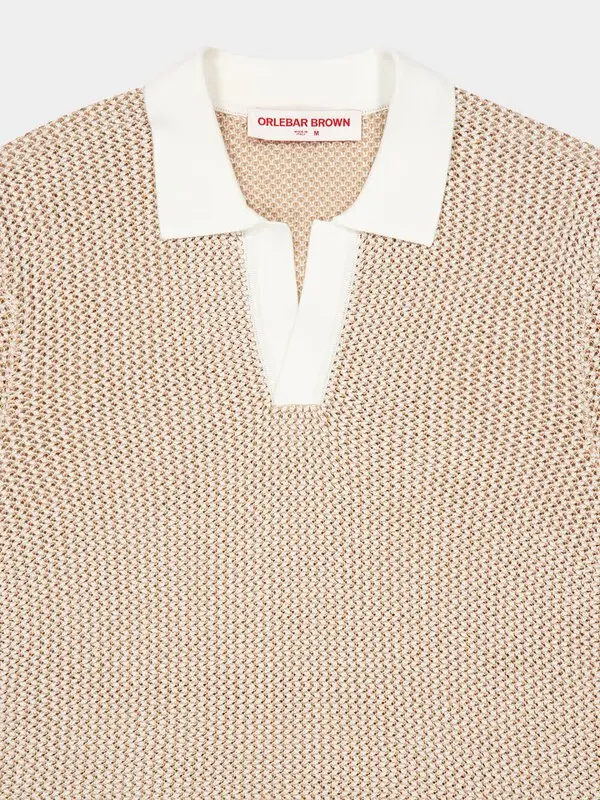 Orlebar Brown Biscuit Horton Chevron Crochet Polo