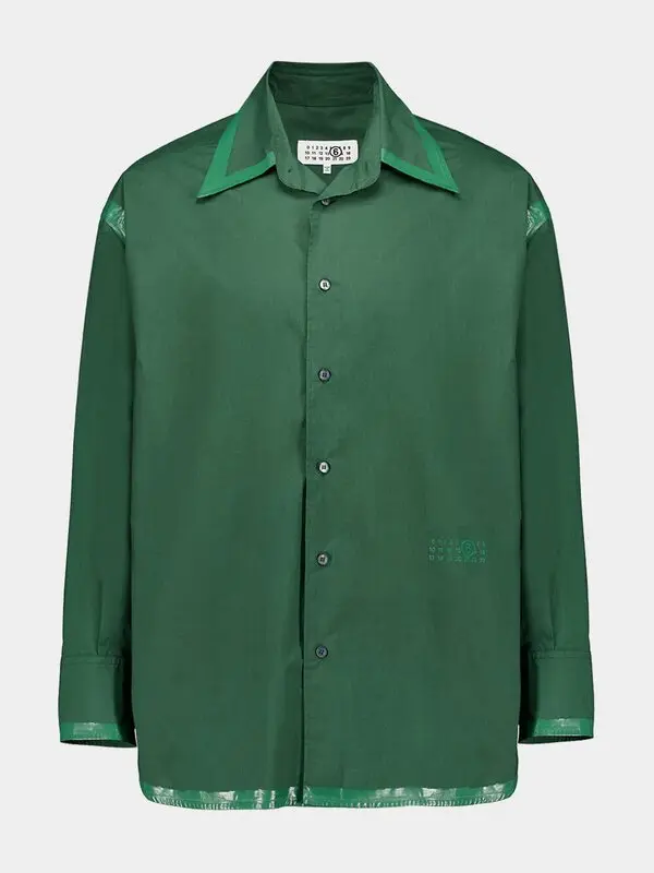 MAISON MARGIELA Poplin Shirt Jacket With Coated Hem - Green