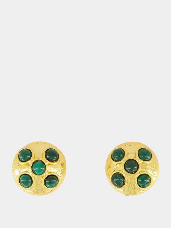 Sylvia Toledano Theodora Gold Earrings With Malachite - Green
