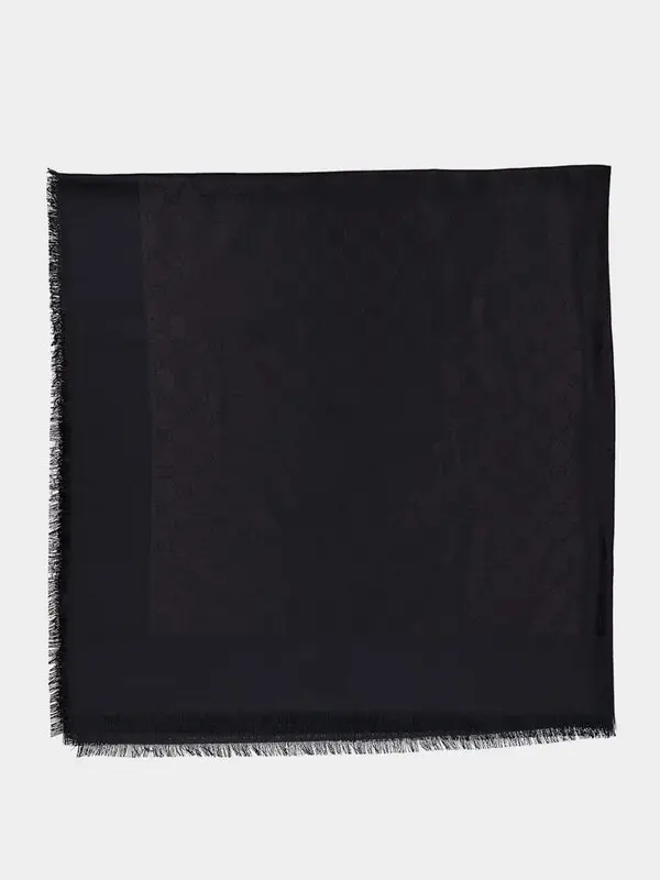 Gucci Gg Silk Cotton Jacquard Shawl - Black