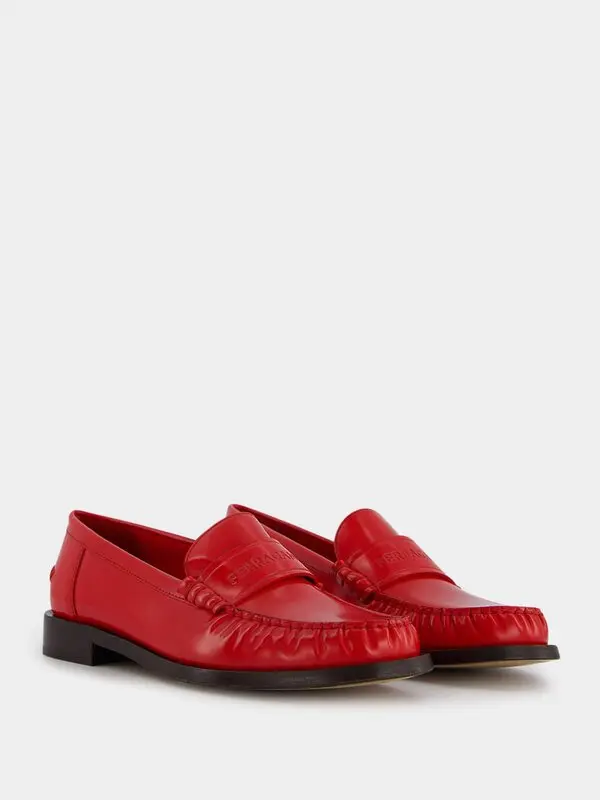 FERRAGAMO Moccasins With Embossed Logo - Red