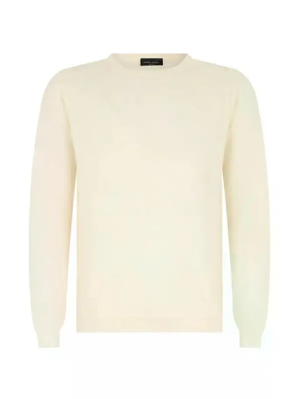 ROBERTO COLLINA Crew Neck Long Sleeve Sweater - Neutrals