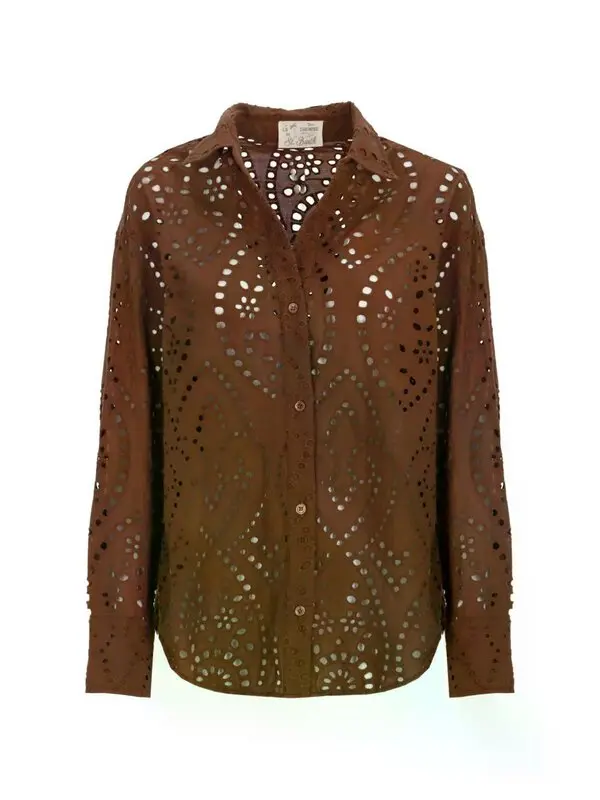 MC2 SAINT BARTH Broderie Anglaise Shirt - Brown
