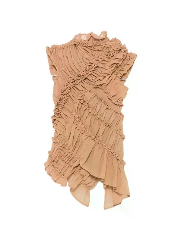 Magda Butrym Asymmetrical Ruffle High Neck Top