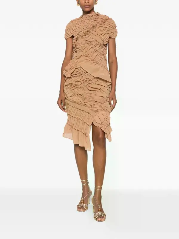 Magda Butrym Beige Ruffled Embellishment Midi Skirt - Neutrals