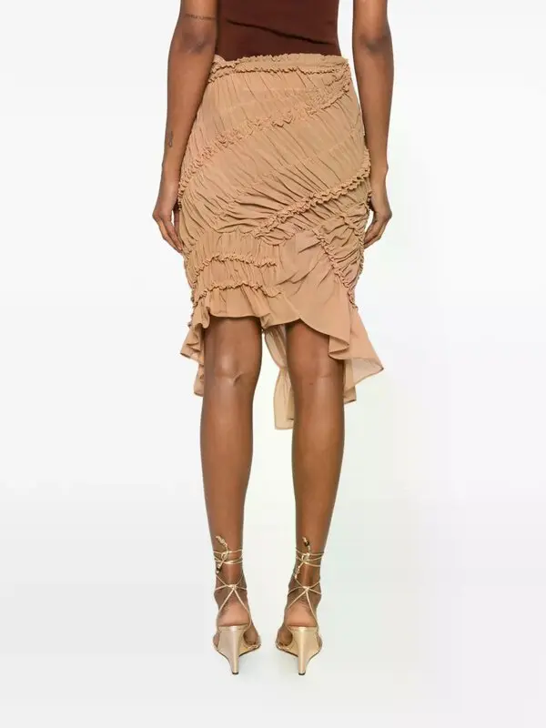 Magda Butrym Beige Ruffled Embellishment Midi Skirt