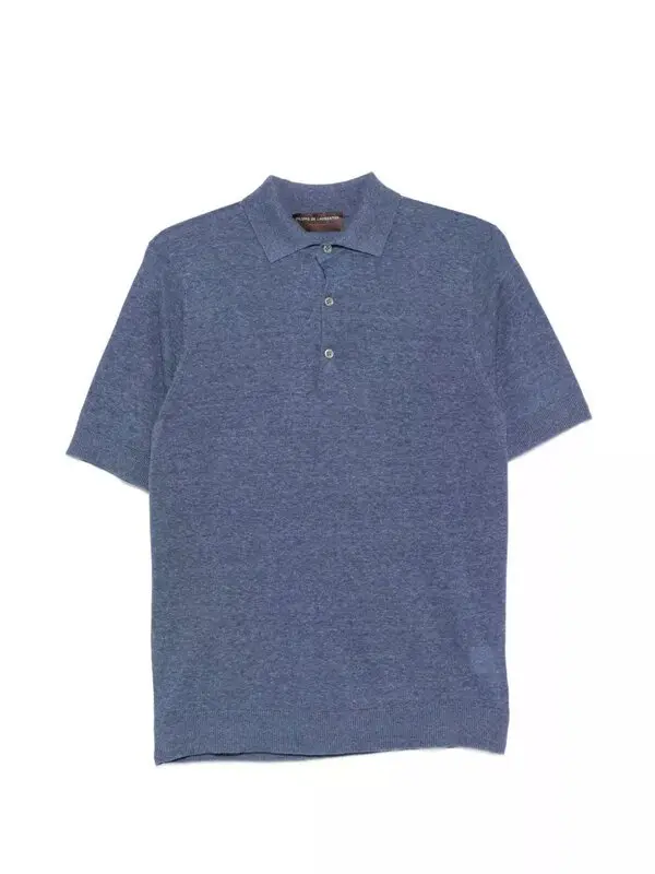 FILIPPO DE LAURENTIIS Short-sleeve Knitted Polo Shirt - Blue