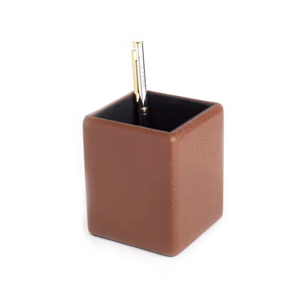 ROYCE NEW YORK Pen Pencil Cup Desk Organizer - Tan