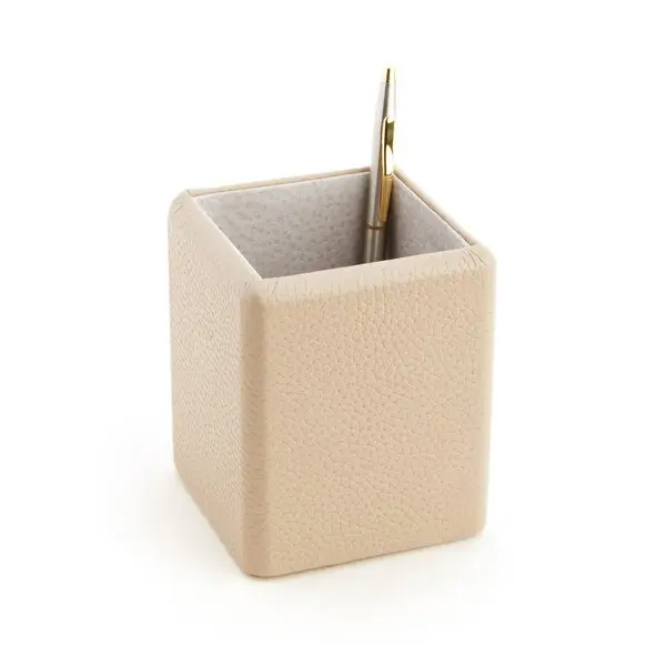 ROYCE NEW YORK Pen Pencil Cup Desk Organizer - Taupe
