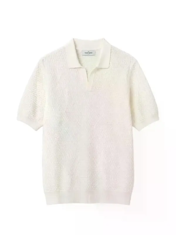 GRAN SASSO Waffle-knit Open-collar Polo Shirt