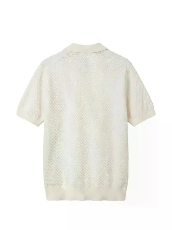 GRAN SASSO Waffle-knit Open-collar Polo Shirt
