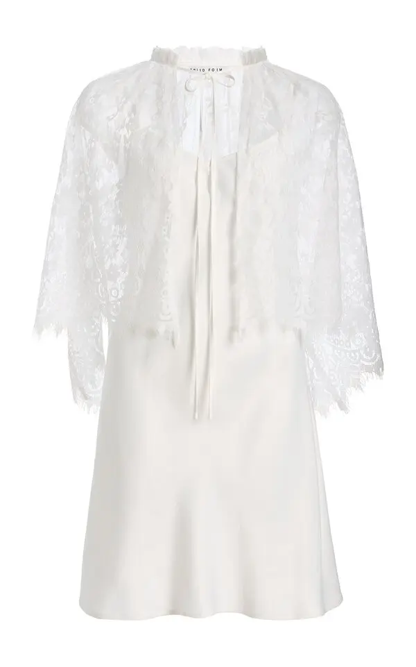 THIRD FORM Lace Cape And Satin Slip Dress - Ivory