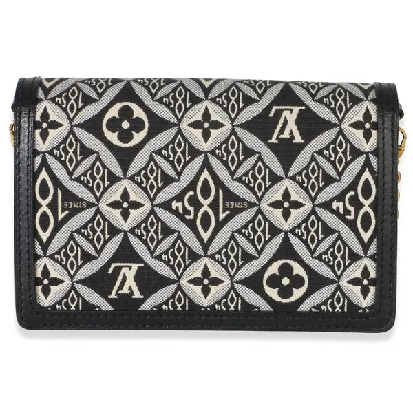 LOUIS VUITTON Blue Jacquard Since 1854 Dauphine Chain Wallet - Black
