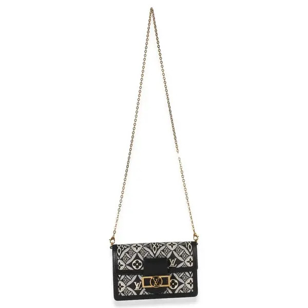 LOUIS VUITTON Blue Jacquard Since 1854 Dauphine Chain Wallet - Black