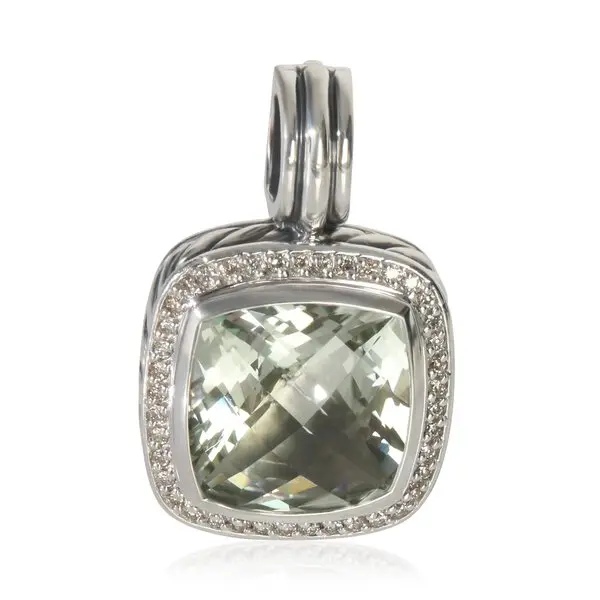 David Yurman Sterling Silver Prasiolite And Diamond Albion Pendant - Sterling_silver
