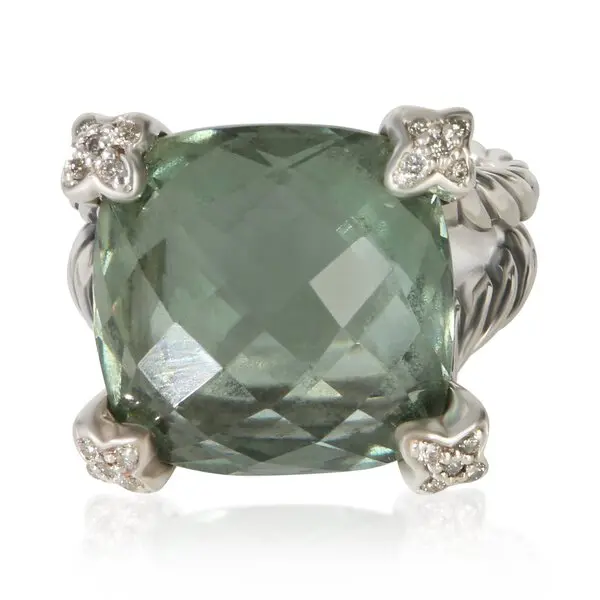 David Yurman Sterling Silver Prasiolite And Diamond Ring - Sterling_silver