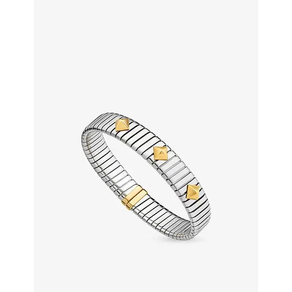 BVLGARI Tubogas Studded Bracelet In Stainless Steel And 18kt - Yellow Gold