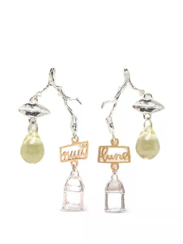 WOUTERS & HENDRIX Sterling Birdcage Pendant Earrings - Silver