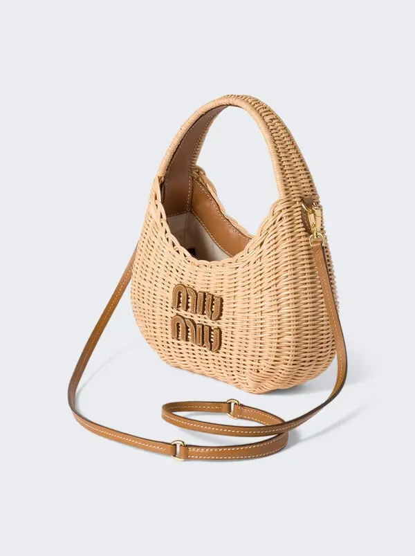 Miu Miu Wicker Handbag With Leather Trim