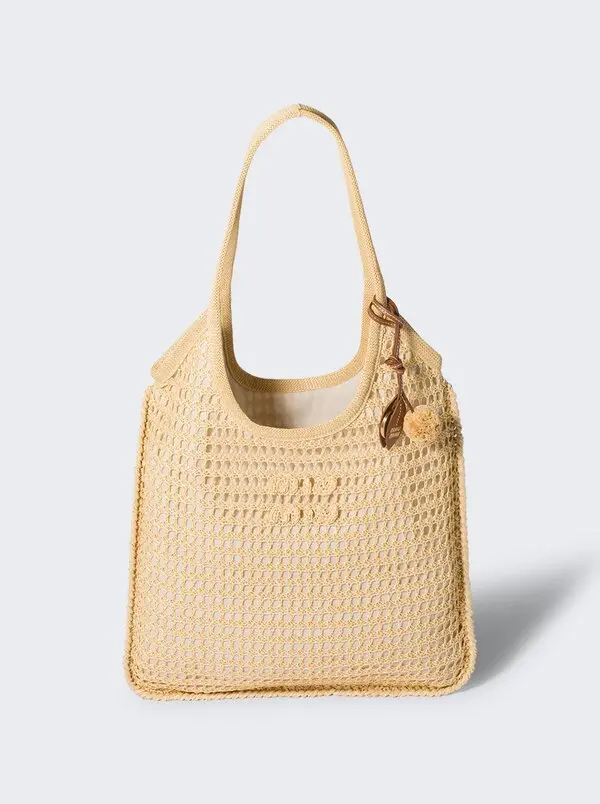 Miu Miu Raffia Crochet Tote Bag - Natural