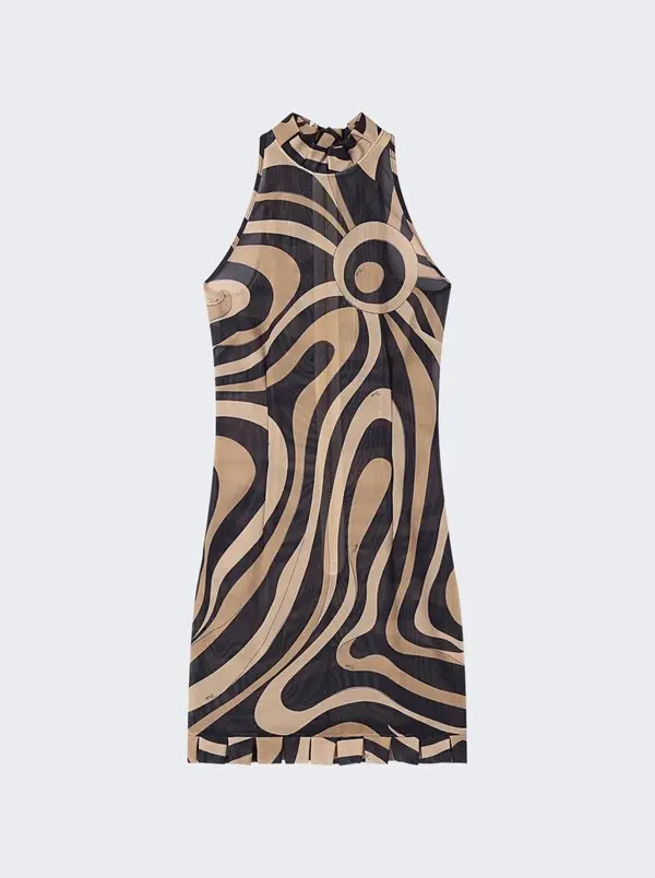 Emilio Pucci Sleeveless Marmo Print Ruffled Dress