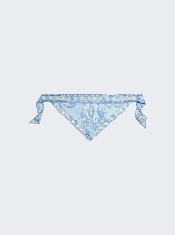 Emilio Pucci Orchidee Print Silk Triangle Scarf Pale Blue - Light  Blue