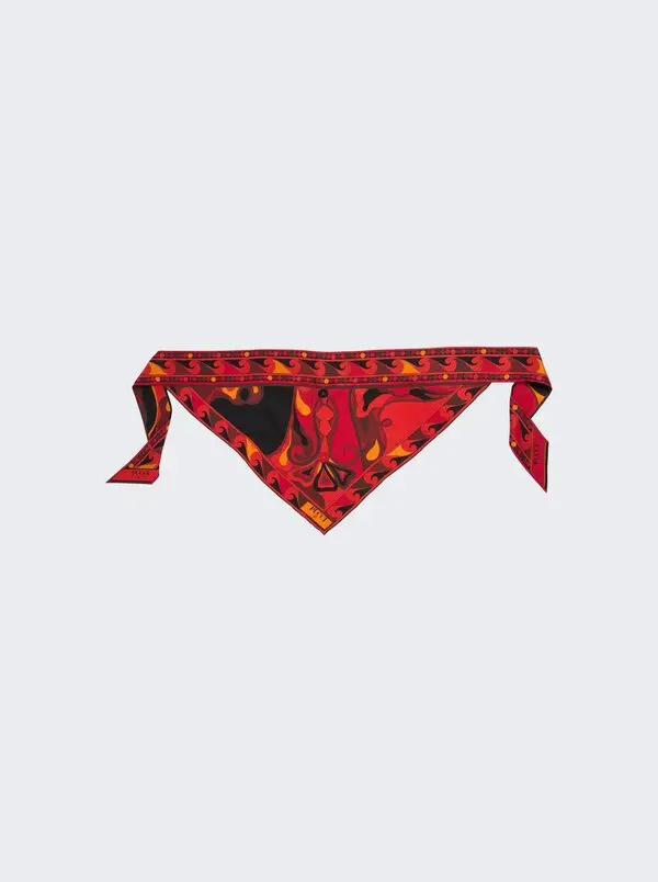 Emilio Pucci Orchidee Print Silk Triangle Scarf Pale Blue - Orange
