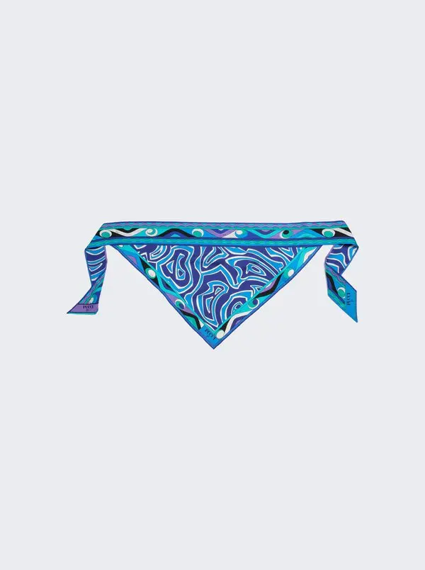 Emilio Pucci Labirinto Print Silk Triangle Scarf - Turquoise