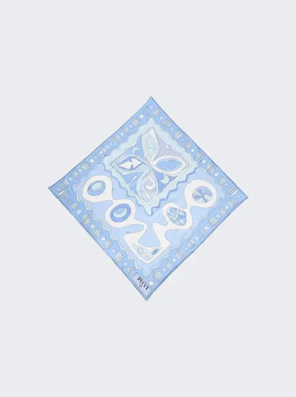 Emilio Pucci Angoli Print Cotton Scarf Pale Blue - Light  Blue