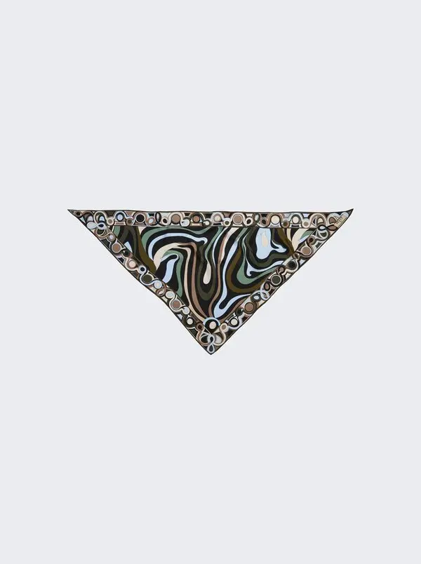 Emilio Pucci Marmo Print Silk Triangle Scarf And Blue - Khaki