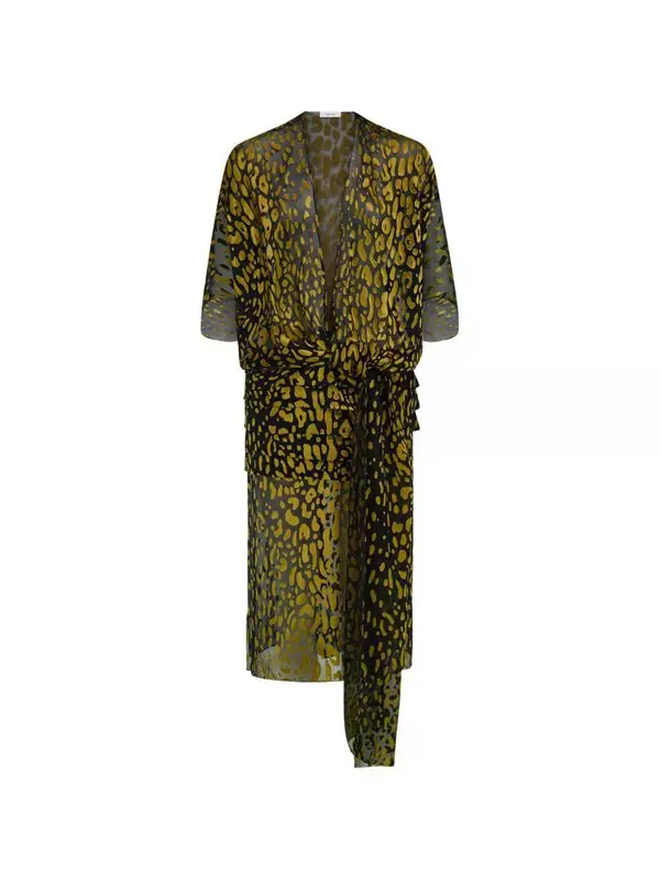 FERRAGAMO Asymmetrical Devoré Georgette Dress - Green